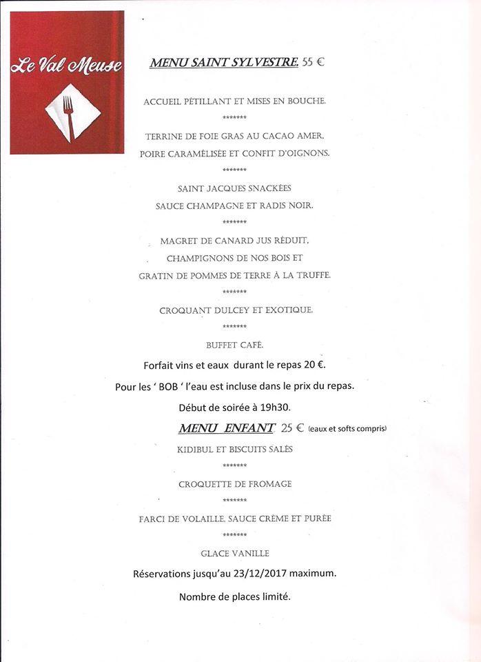 Menu at Le Val Meuse, Hastiere