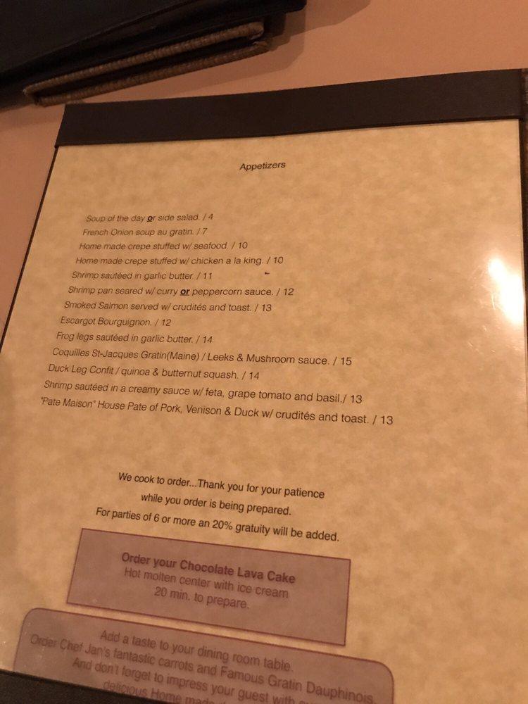 Menu at Nouvelle Cuisine (The) restaurant, Spring Hill