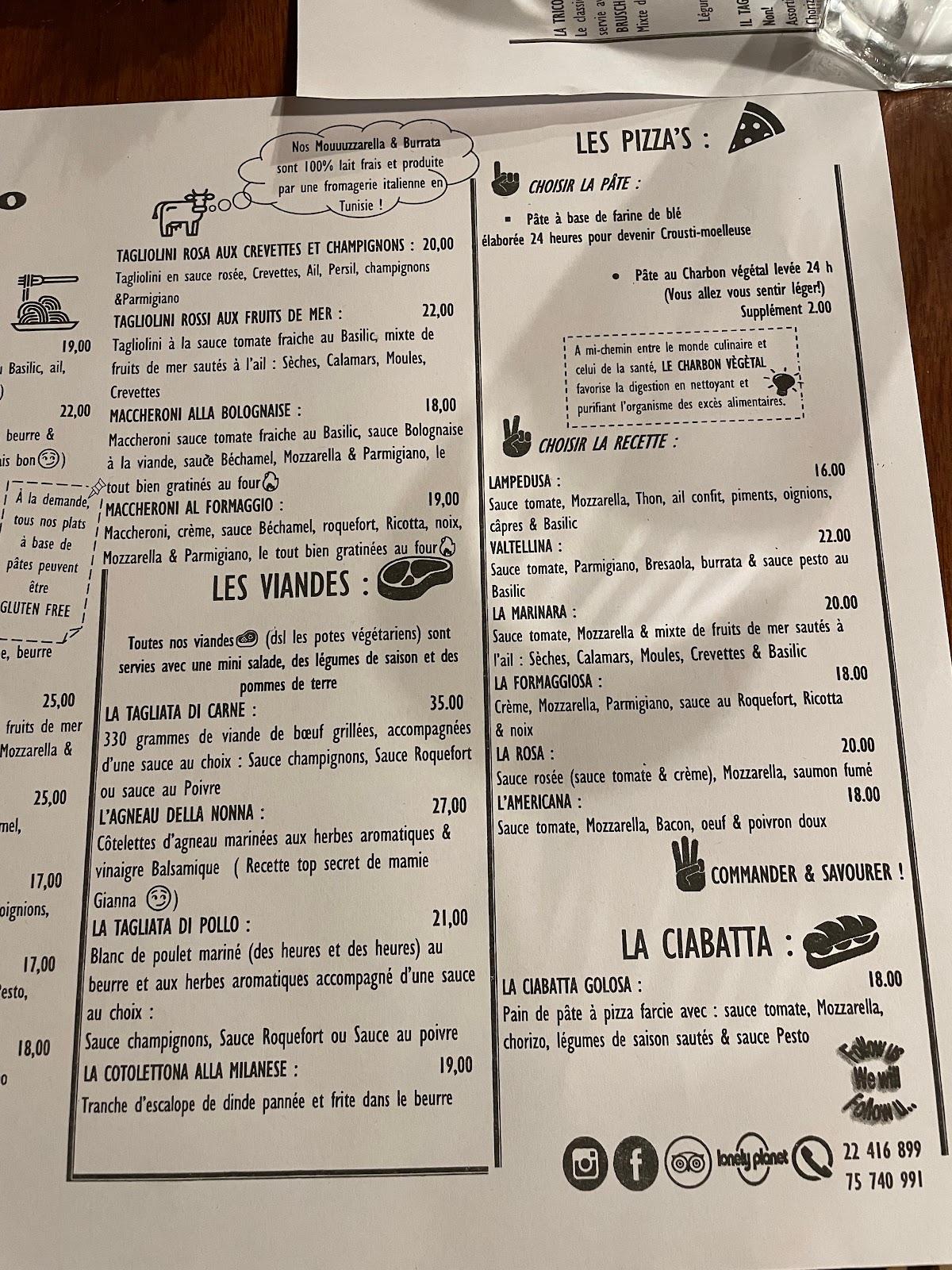 Speisekarte von Pappagallo 2 restaurant, Djerba Midun