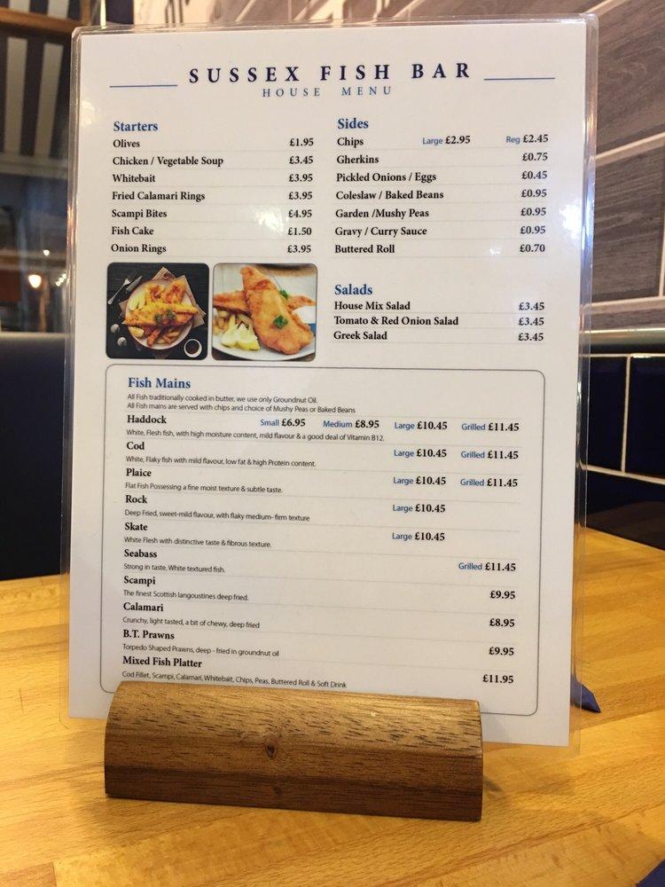 Menu at Sussex Fish Bar, London