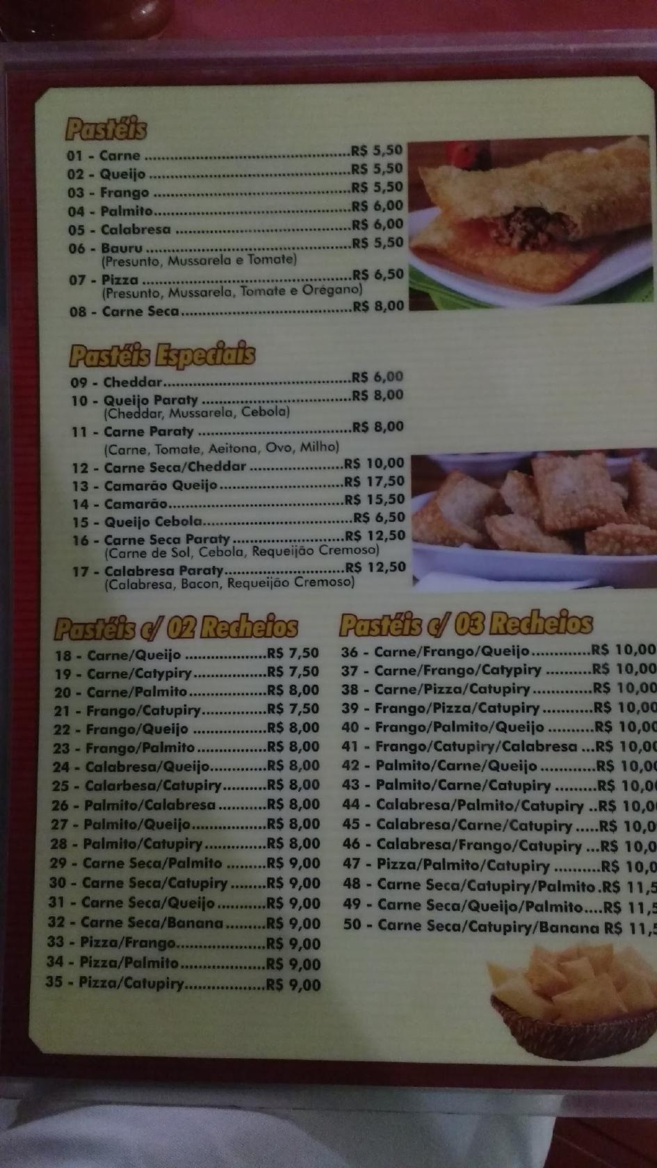 Menu at Pastelaria Bom Pastel restaurant, Campo Grande
