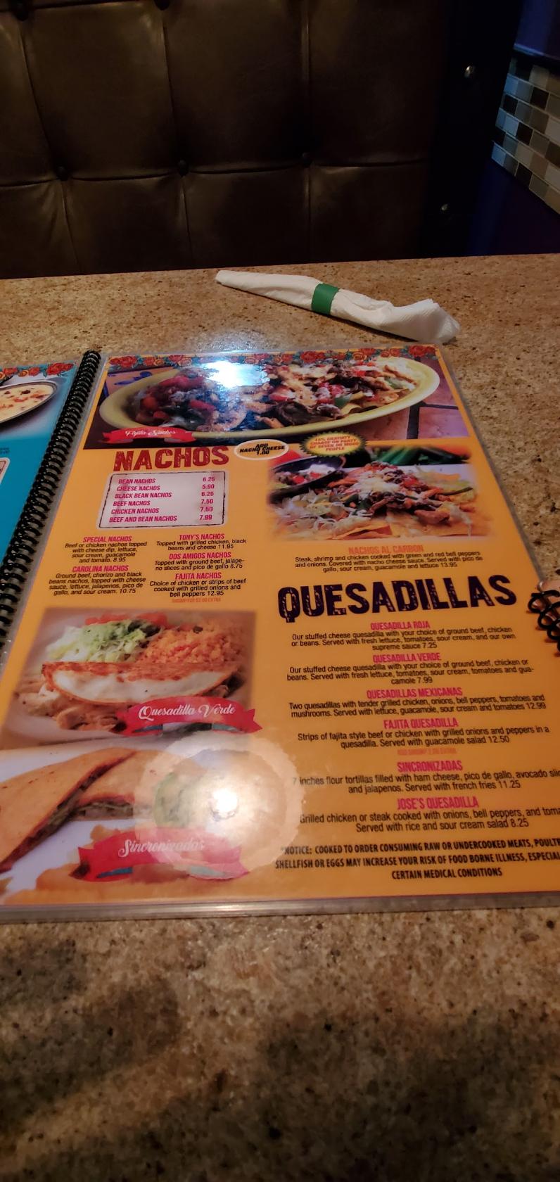 Menu at Dos Amigos Mexican Grill And Tequila Bar, Beaufort