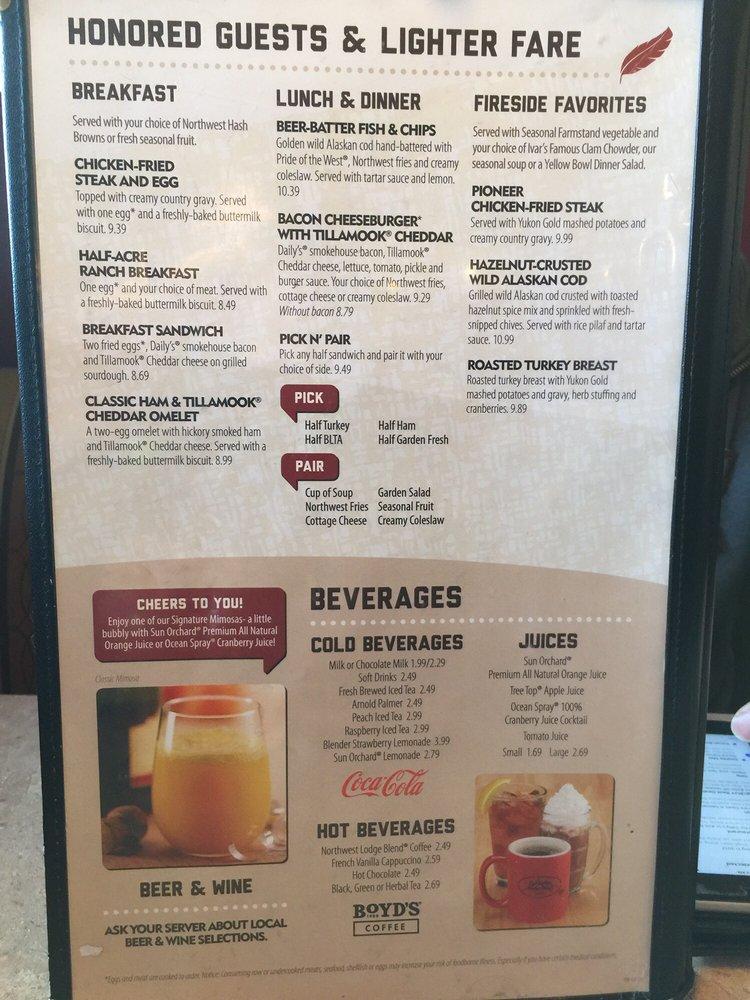 Menu at Elmer's Restaurant (Roseburg, OR), Roseburg, NW Mulholland Dr