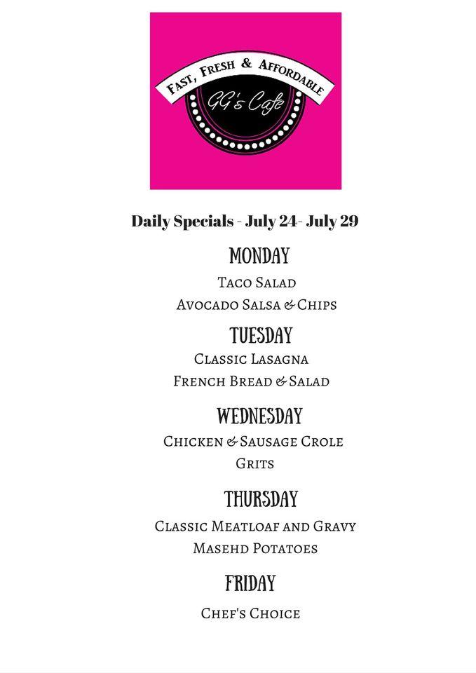 Menu at GG's Cafe, Houston