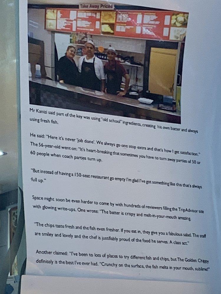 Menu at Golden Chippy restaurant, London, 62 Greenwich High Rd