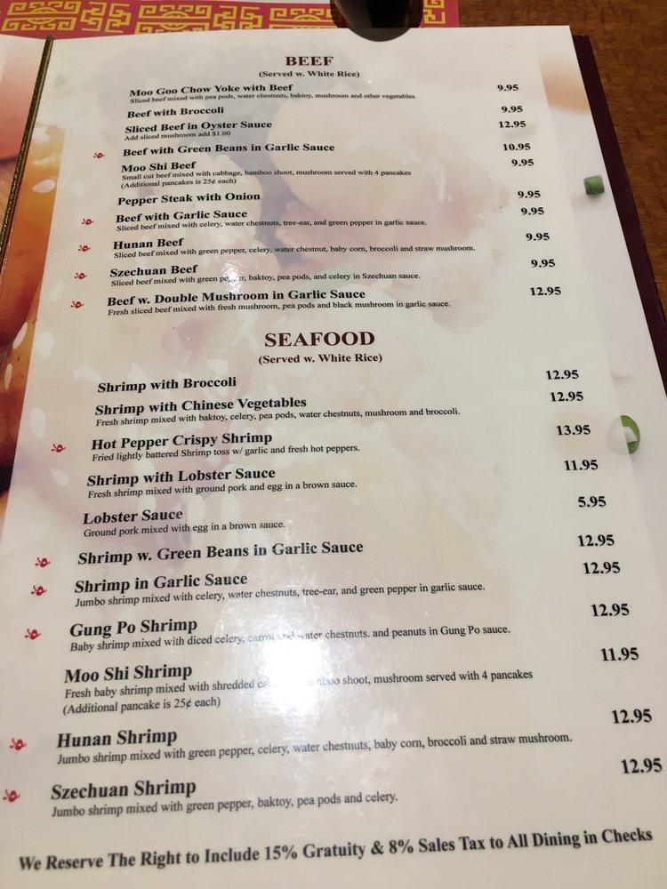 Menu at Lee's Chinese Restaurant, East Providence
