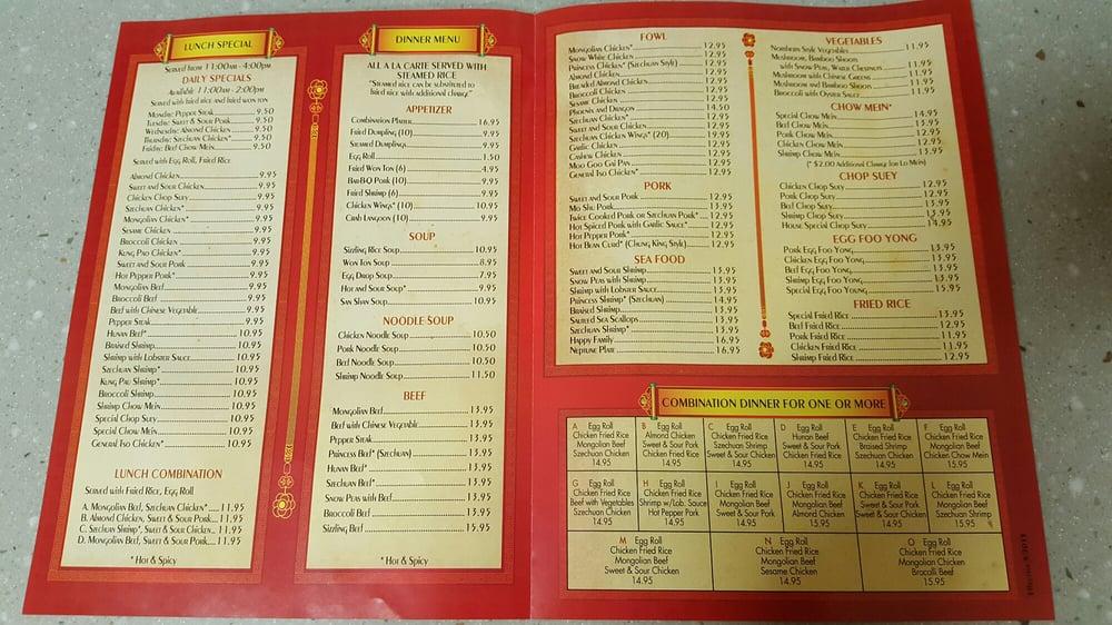 Menu at Northern China Restaurant, Anchorage