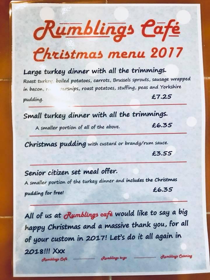 Menu at Rumblings Cafe & Takeaway, Spalding, 16 The Crescent
