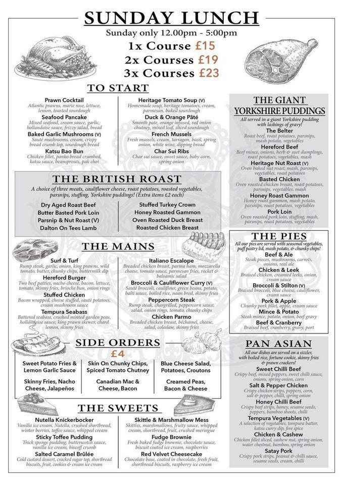 Menu at The Bridge Inn pub & bar, Darlington