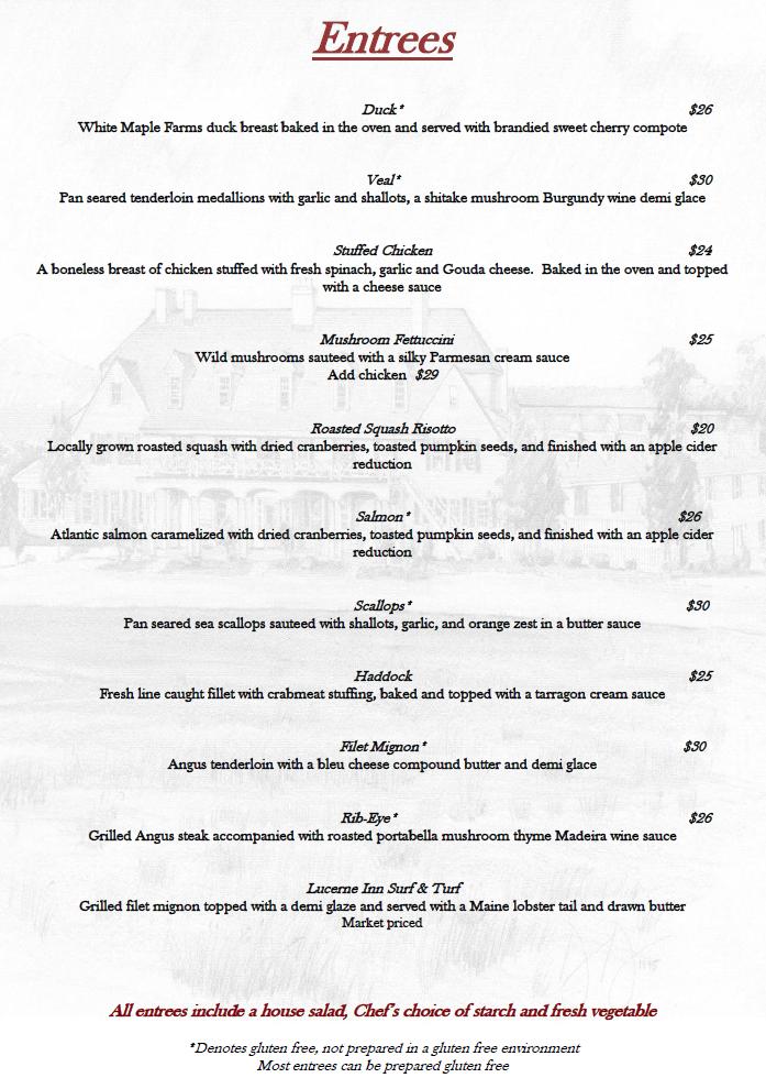 Menu at The Lucerne Inn pub & bar, Dedham