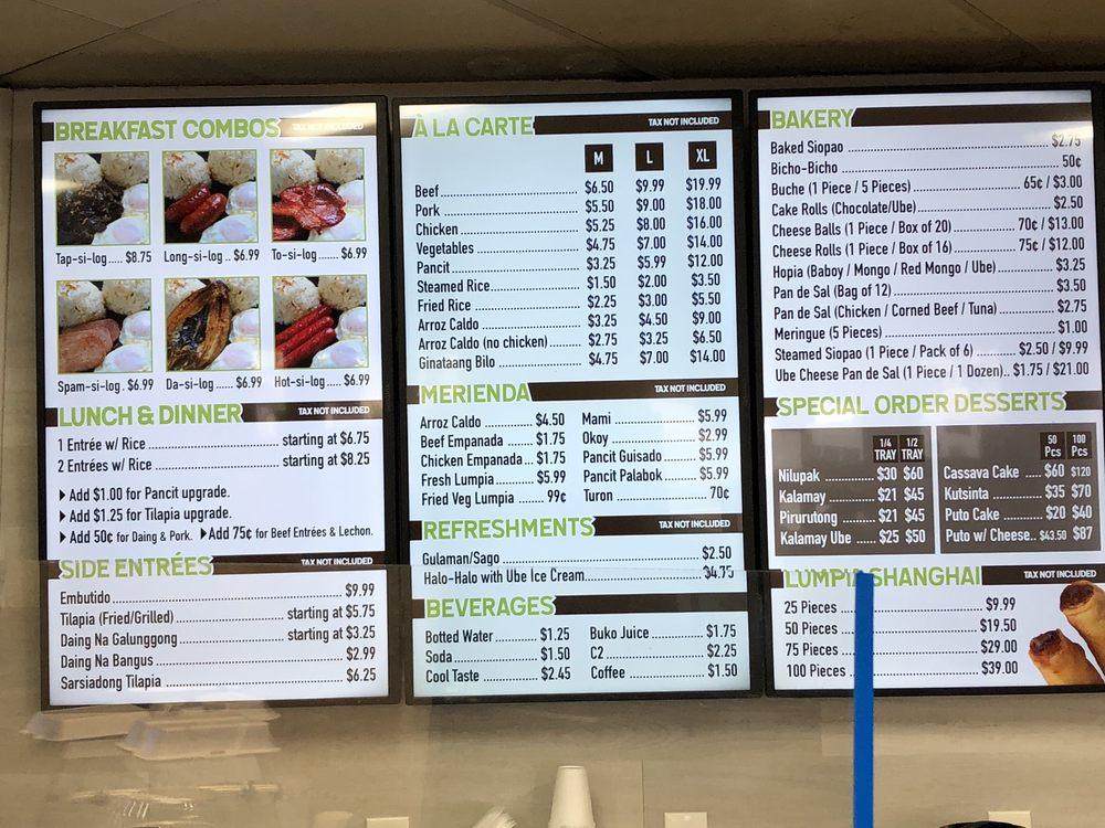 Menu at Valerio's City Bakery, National City, E 8th St #1