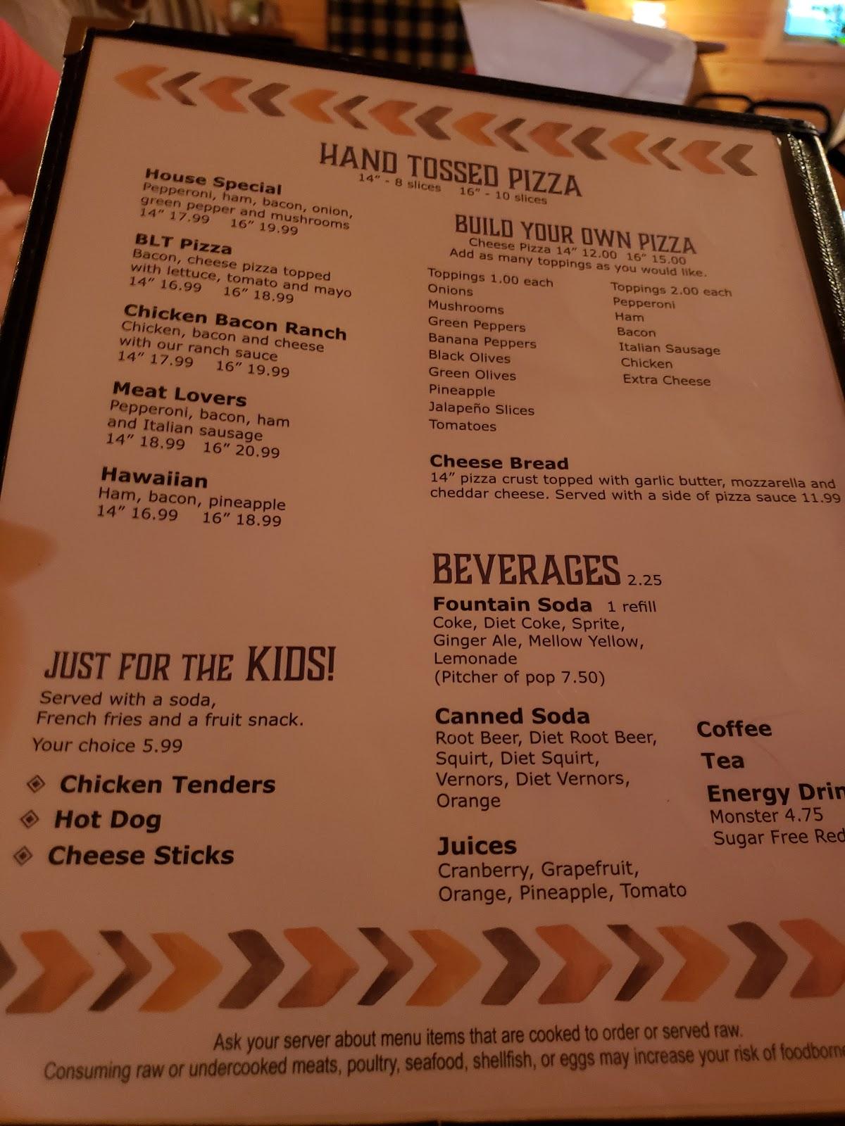 Menu at Wigwam Inc. pub & bar, Indian River