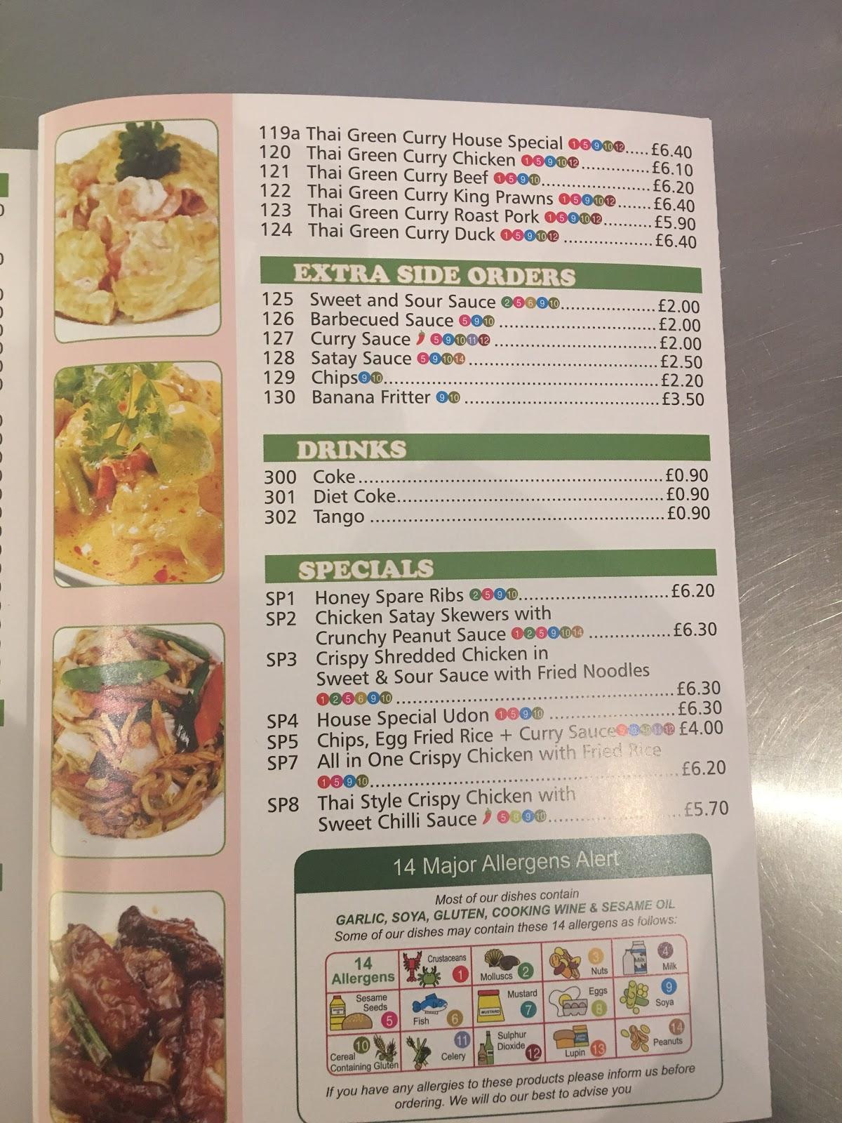 Menu at Cheungs fast food, Yatton
