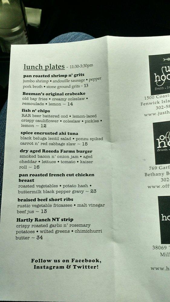 Menu at Hooked restaurant, Ocean City