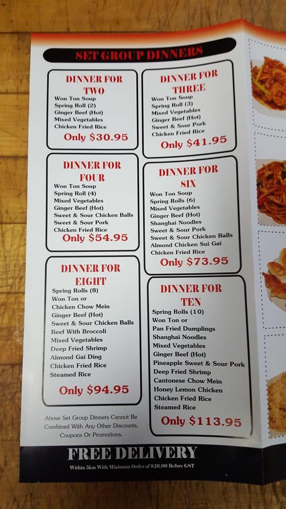 Menu at John Wong's Chinese Restaurant, Calgary