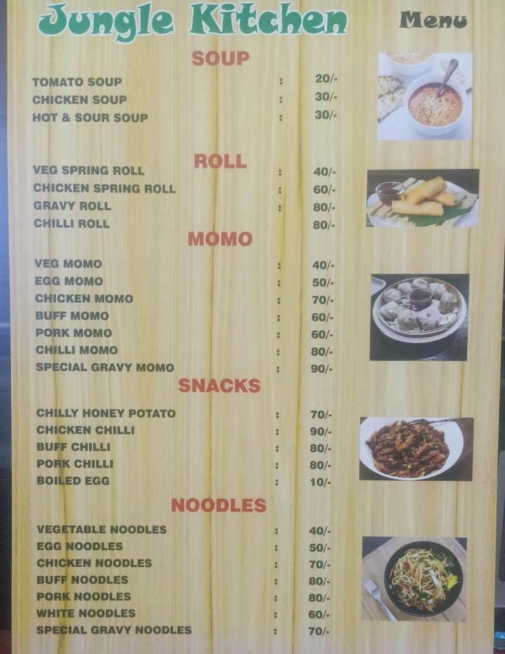 Menu at Jungle kitchen, Dehradun