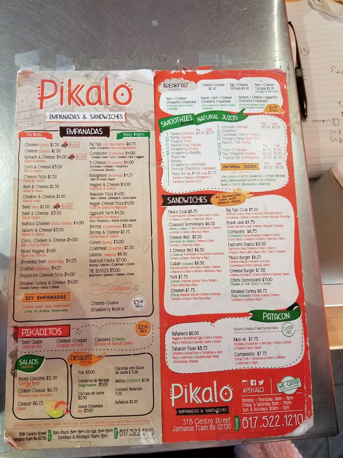 Menu at Pikalo JP restaurant, Boston, 360 Centre St