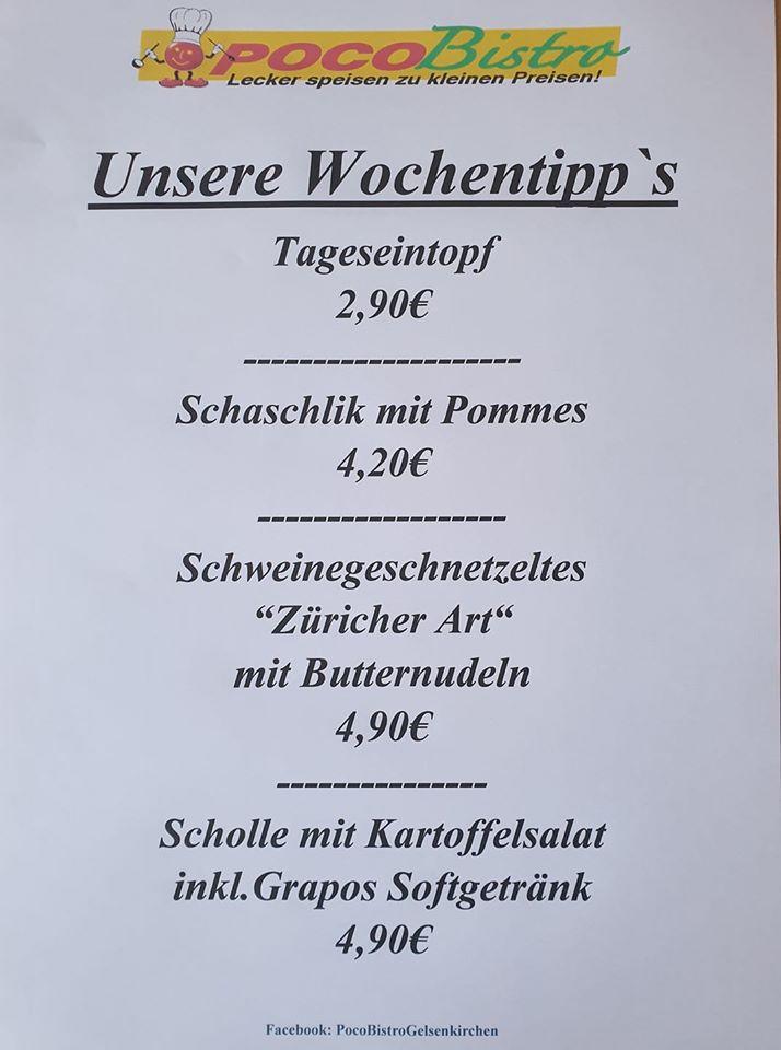 Speisekarte von Poco Bistro Gelsenkirchen restaurant, Gelsenkirchen