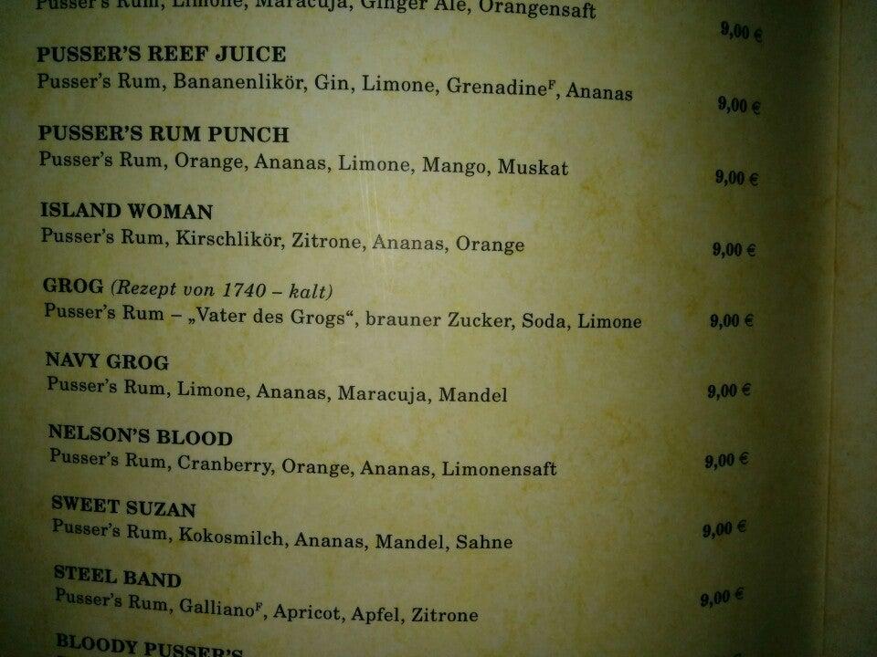 Speisekarte von Pusser's pub & Bar, München
