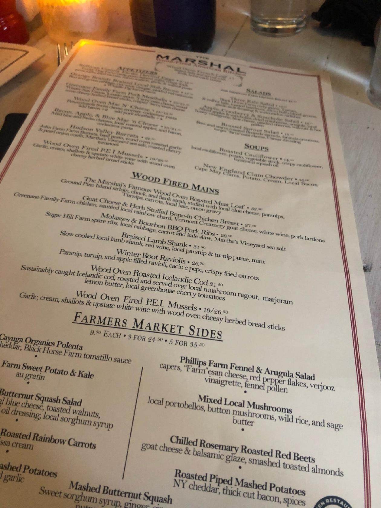 Menu at The Marshal pizzeria, West New York