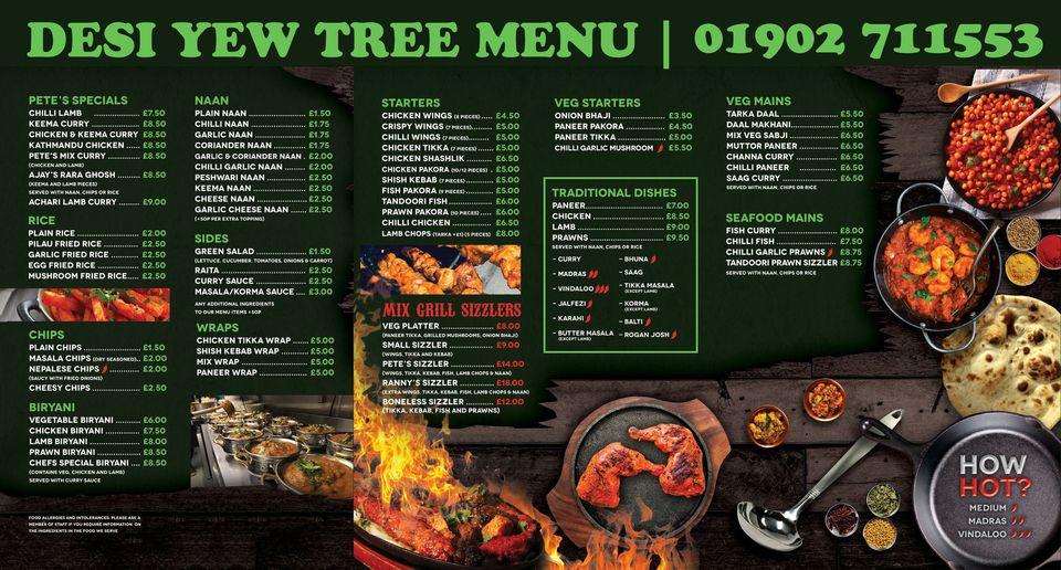 Carta del pub y bar Desi Yew Tree, Wolverhampton
