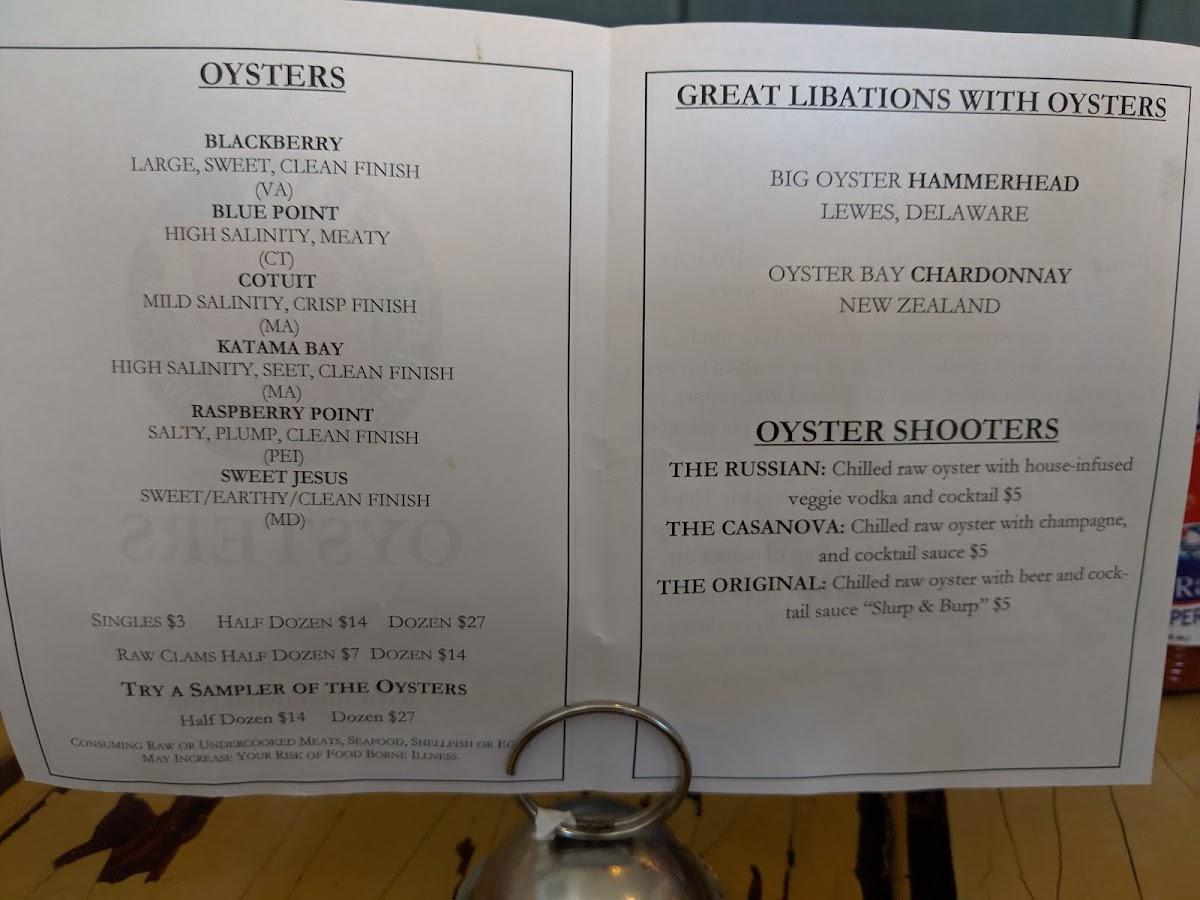Menu at FINS Fish House & Raw Bar, Rehoboth Beach, 243 Rehoboth Ave