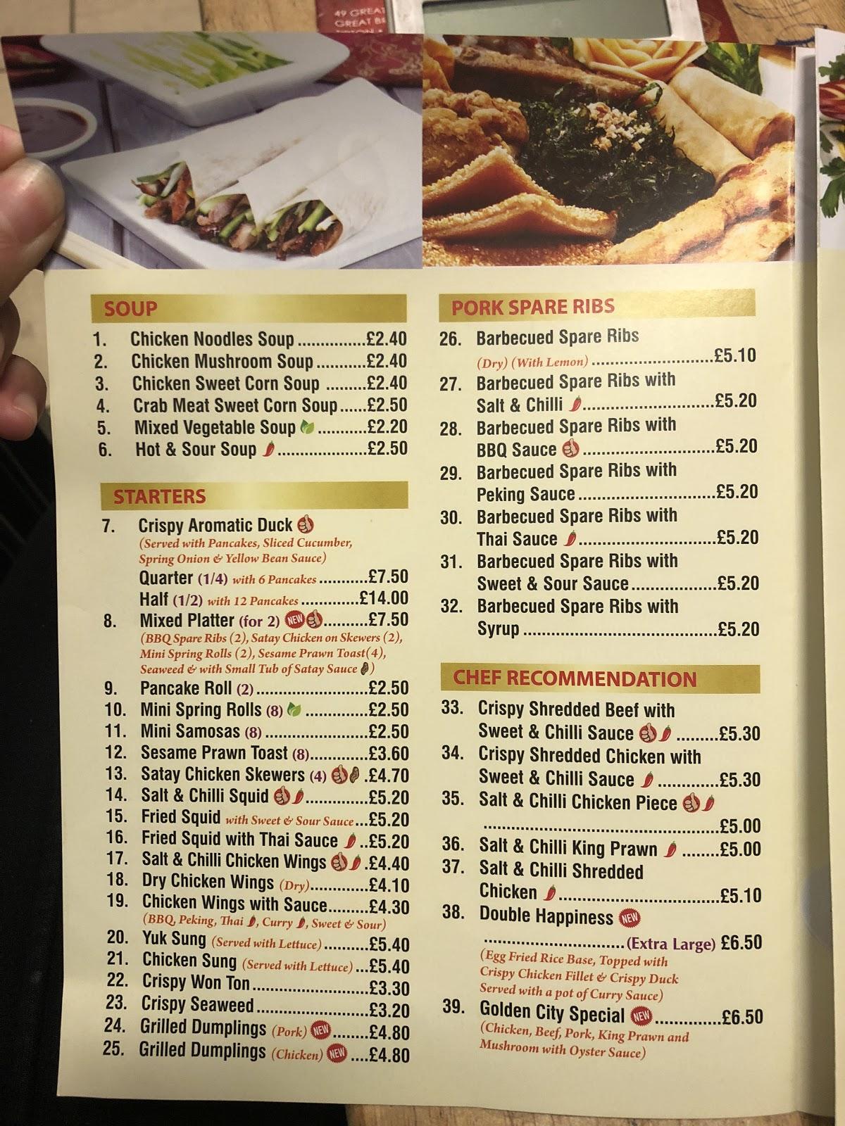 Menu at Golden City fast food, Tipton, 49 Great Bridge