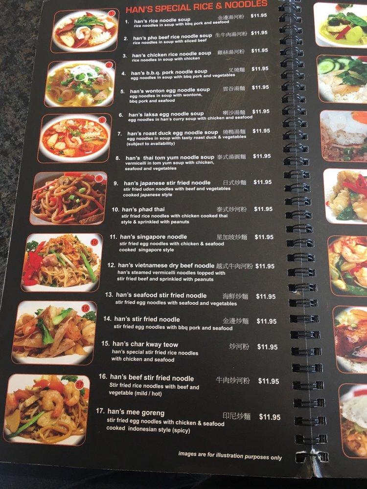 Menu at Han's Cafe Armadale, Armadale