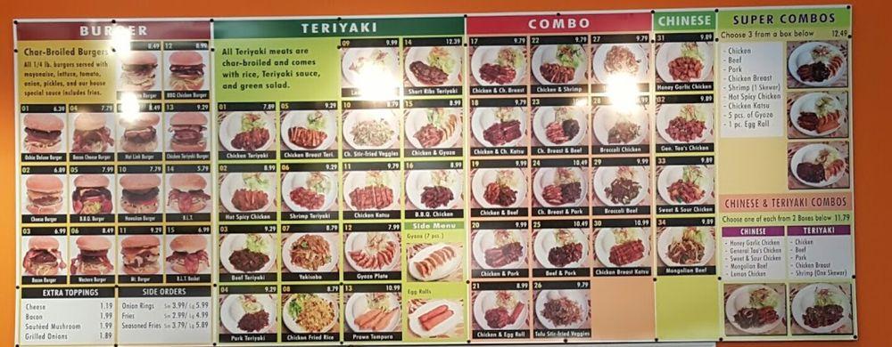 Menu at Oshio 2 Teriyaki & Burger restaurant, Black Diamond