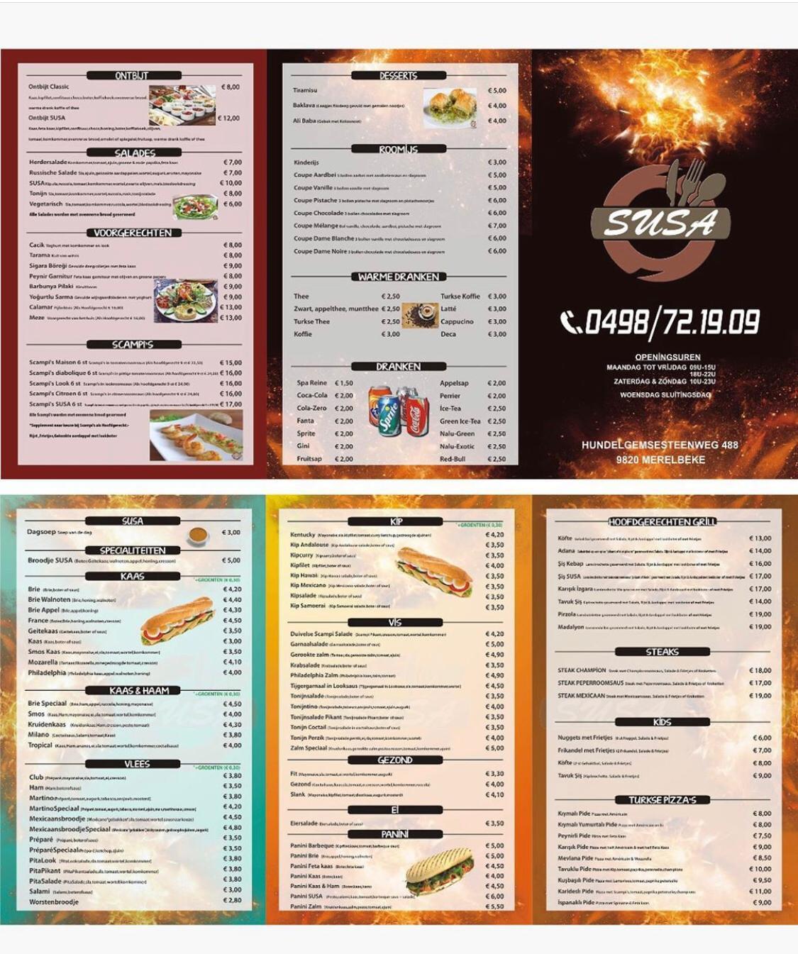 Menu at Restaurant SUSA, Merelbeke