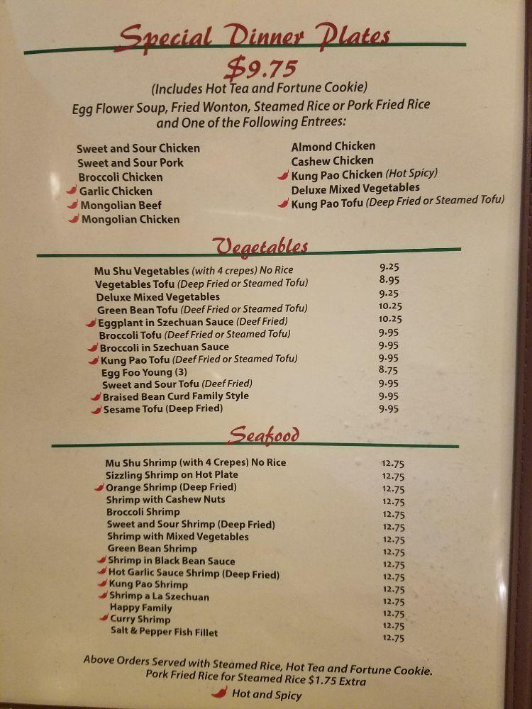 Menu at Lai Lai Chinese Restaurant, Mount Shasta