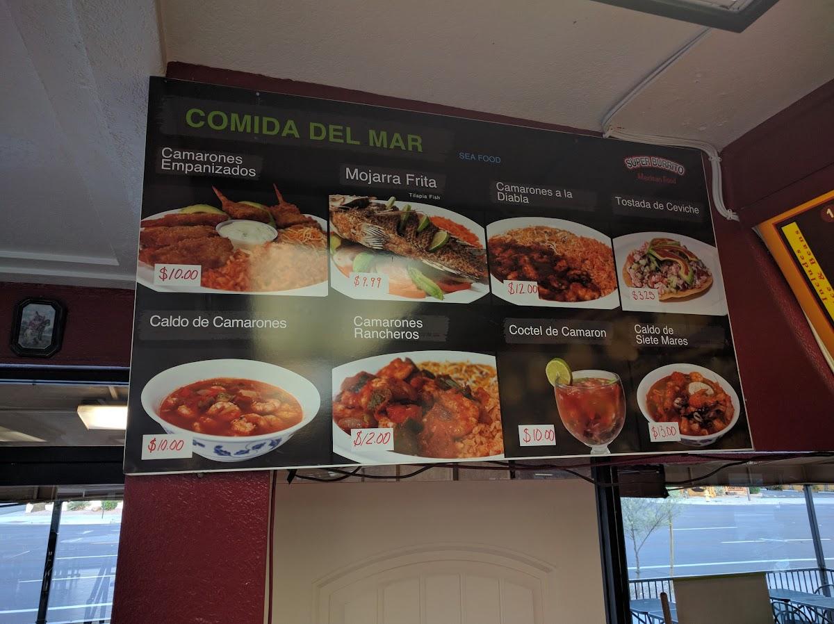 Menu at Super Burrito Mexican Food restaurant, Scottsdale