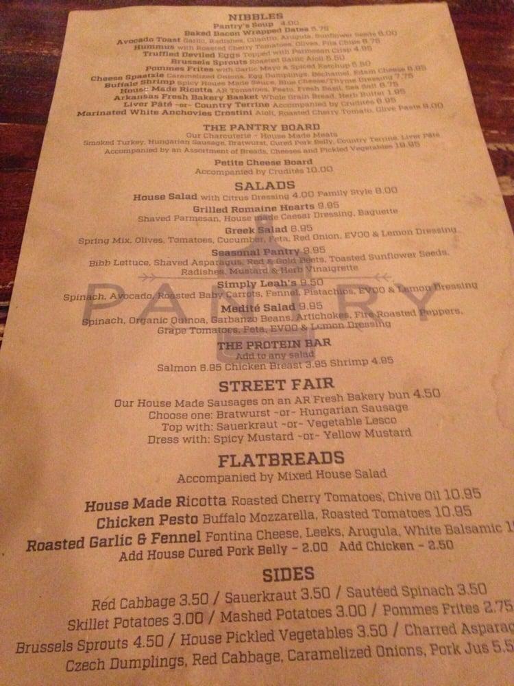 Menu at The Pantry Restaurant, Little Rock, N Rodney Parham Rd