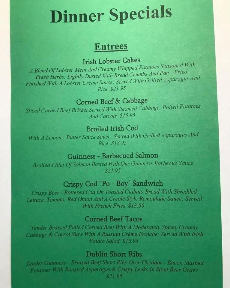Menu at Dunleavy's pub & bar, Hainesport