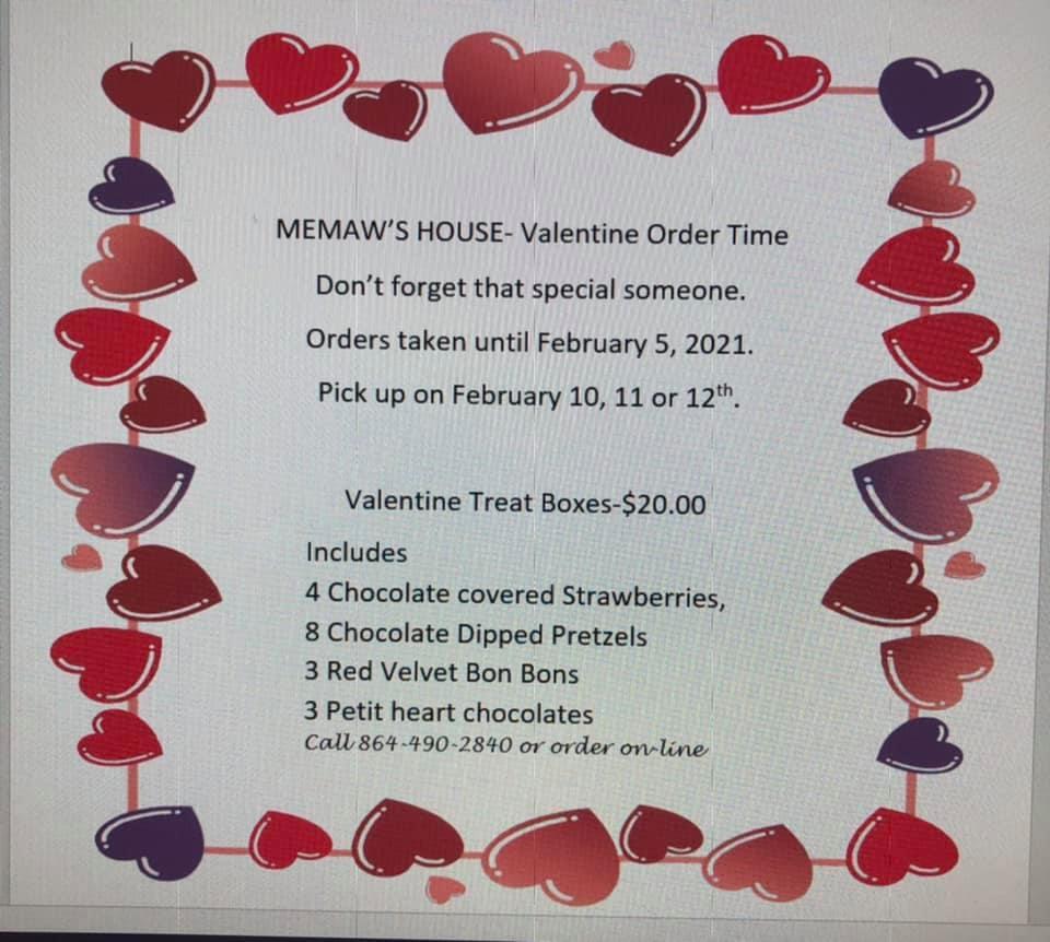 Menu at MeMaw's House desserts, Gaffney