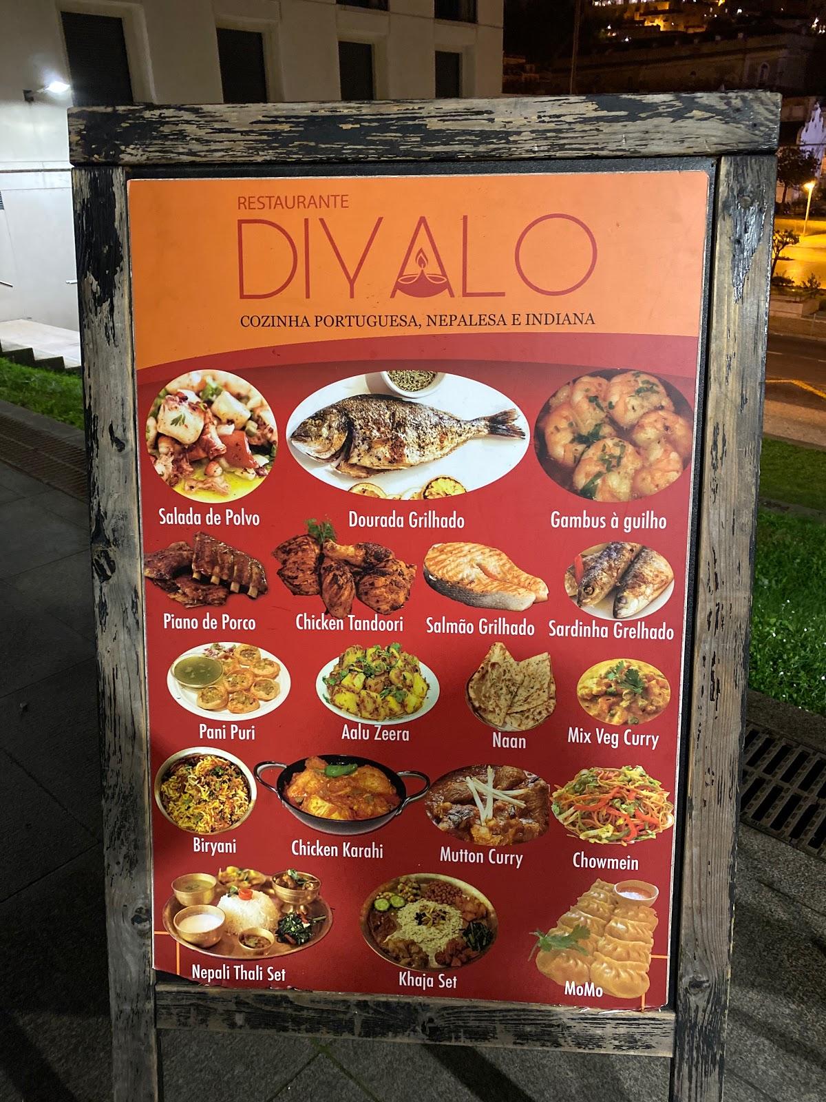 Menu em Diyalo restaurante, Lisboa, Tv. da Palma