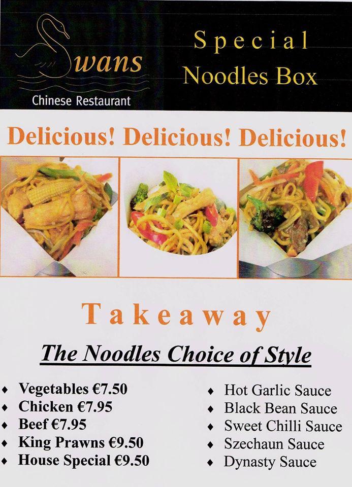 Menu at Swan's restaurant, Callan
