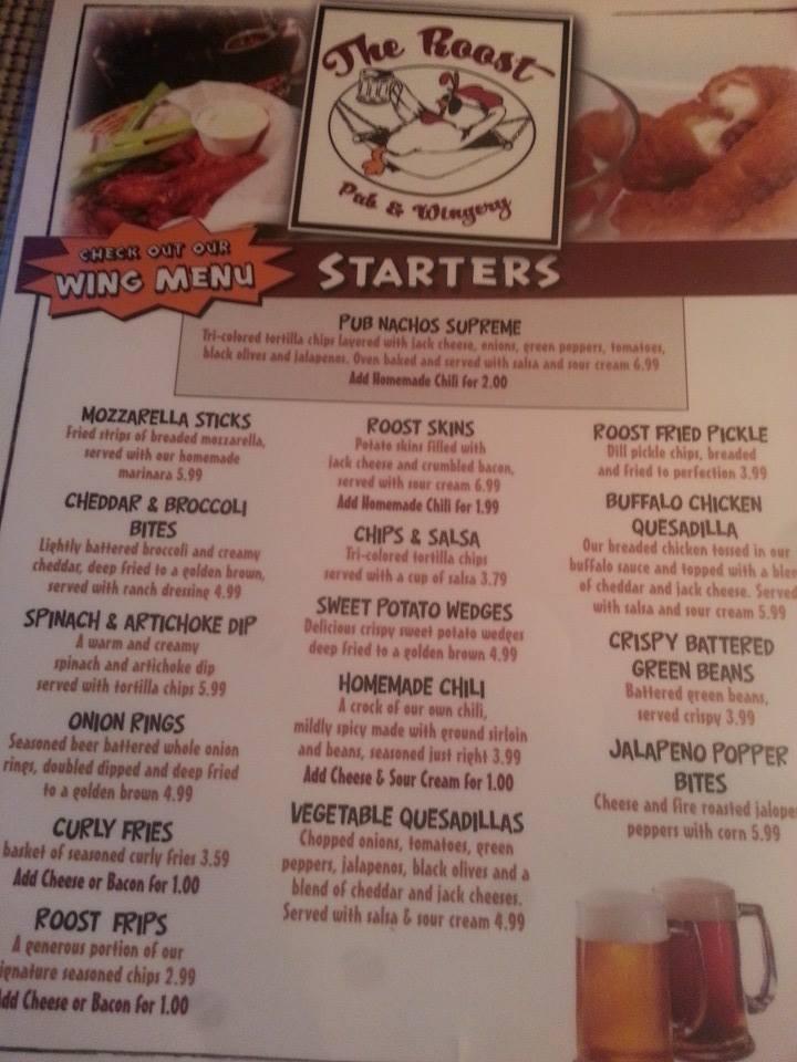 Menu at The Roost pub & bar, Farmington