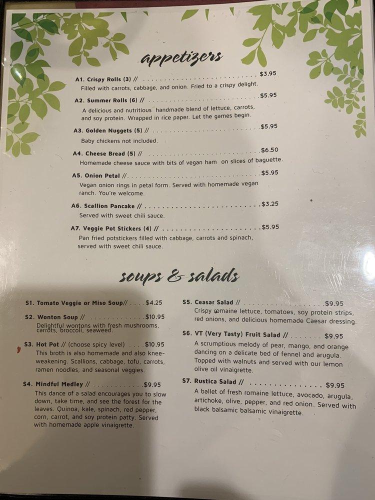 Menu at Vegan Tree cafe, Matawan