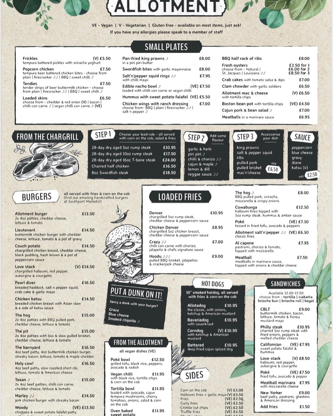 Menu at Clubhouse Birkdale, Southport, 29 Liverpool Rd