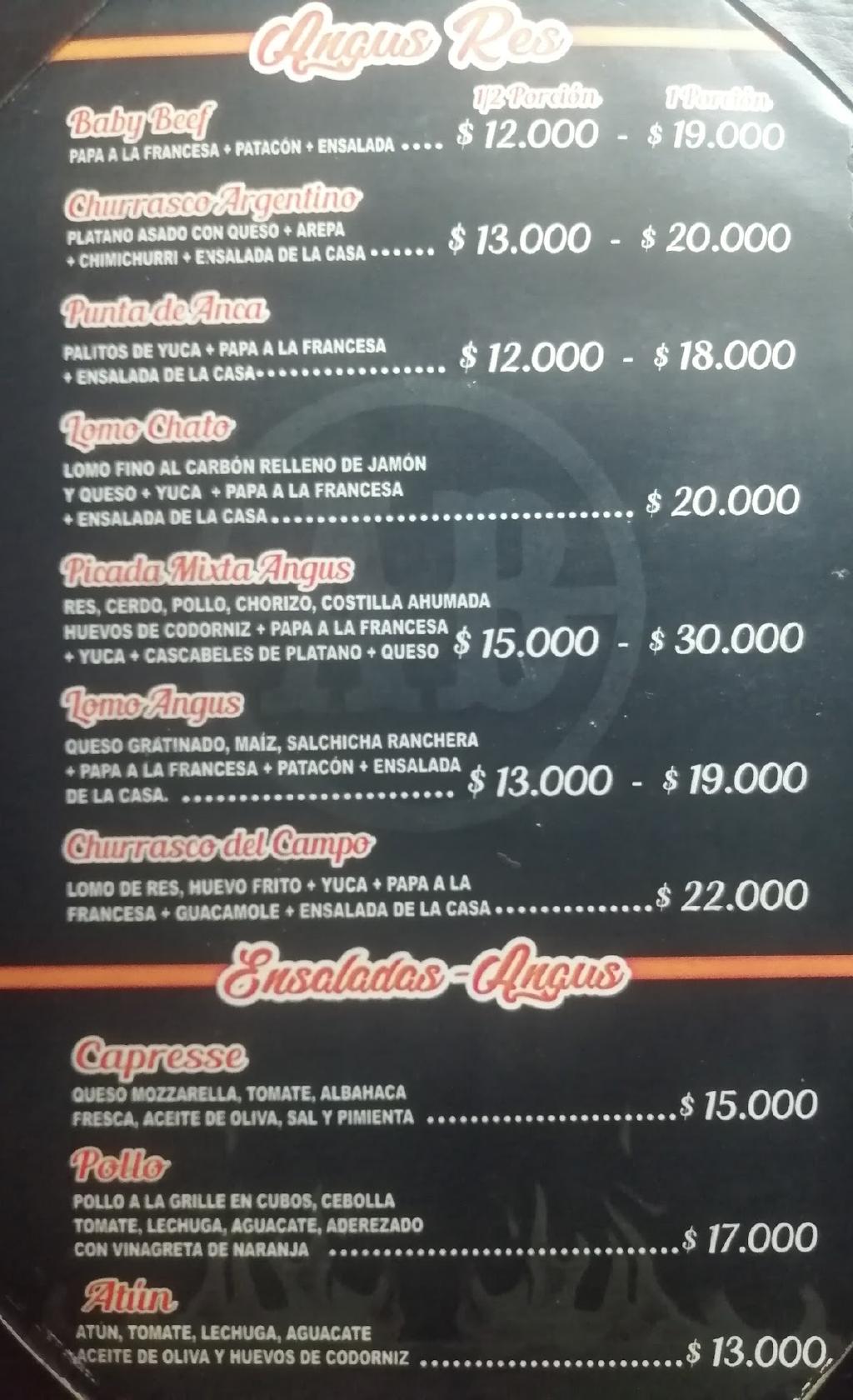 Menu at Angus Burguer AB restaurant, Puerto Asís
