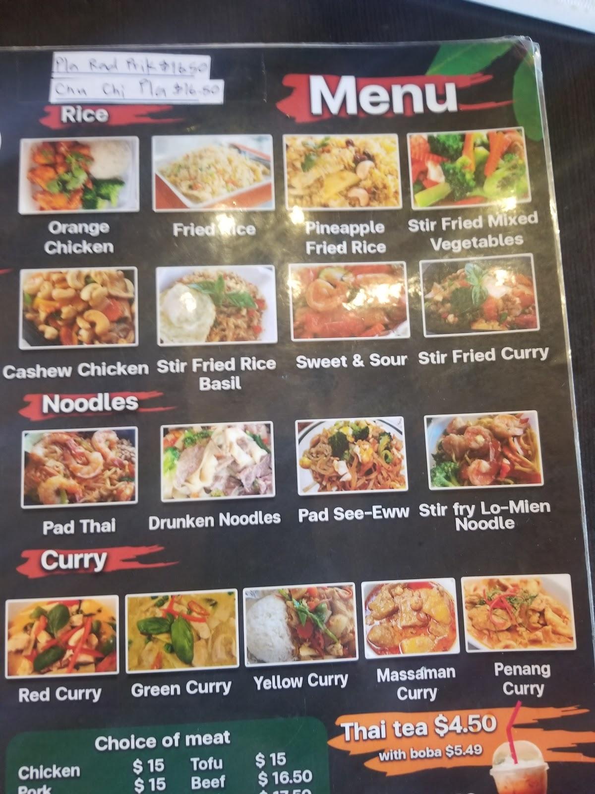 Menu at Jeab’s Thai Kitchen restaurant, Tioga