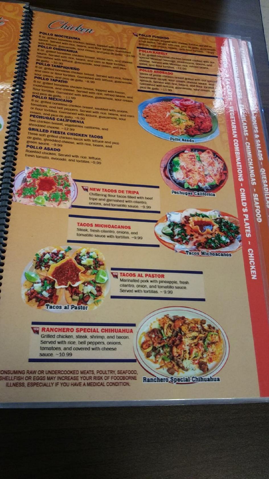 Menu at Moctezuma Grill 2 restaurant, Wynne