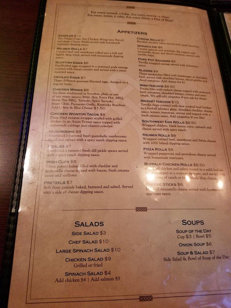 Menu at O'Conners Irish Pub, Springfield, N Limestone St