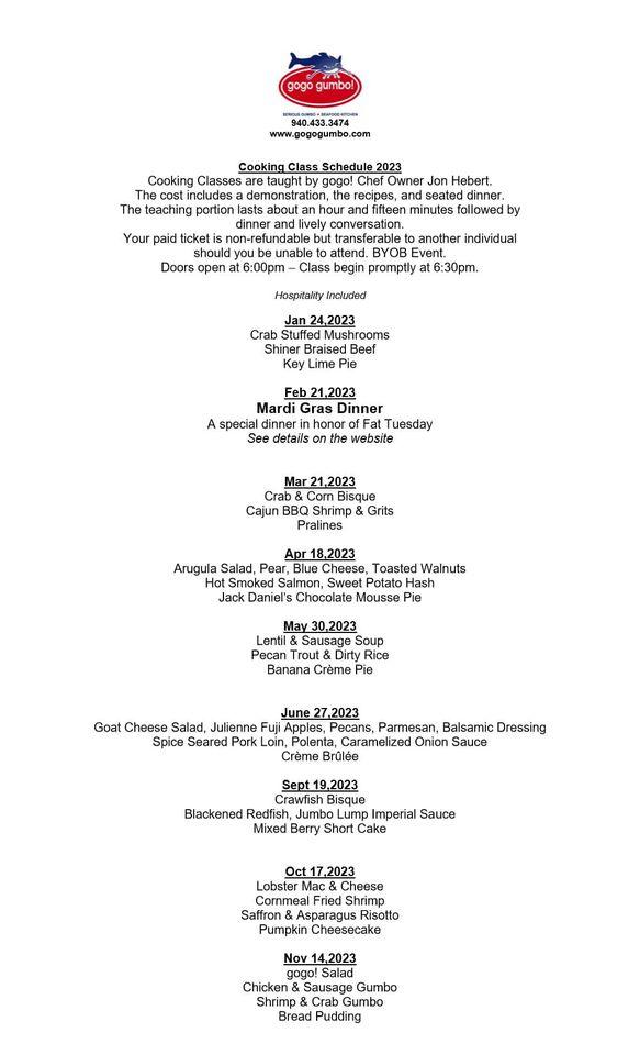 Menu at gogo gumbo! restaurant, Boyd