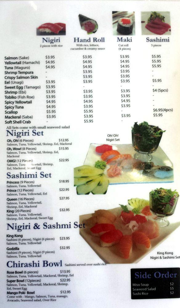 Menu at Blue Mango restaurant, San Jose, 635 Coleman Ave