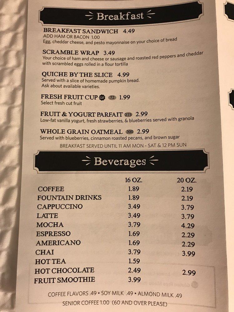 Menu at Grand Traverse Pie Company cafe, Norton Shores