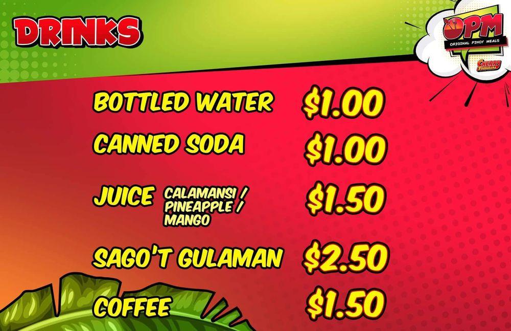 Menu at Original Pinoy Meals, Houston
