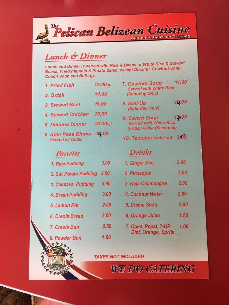Menu at Pelican restaurant, Los Angeles