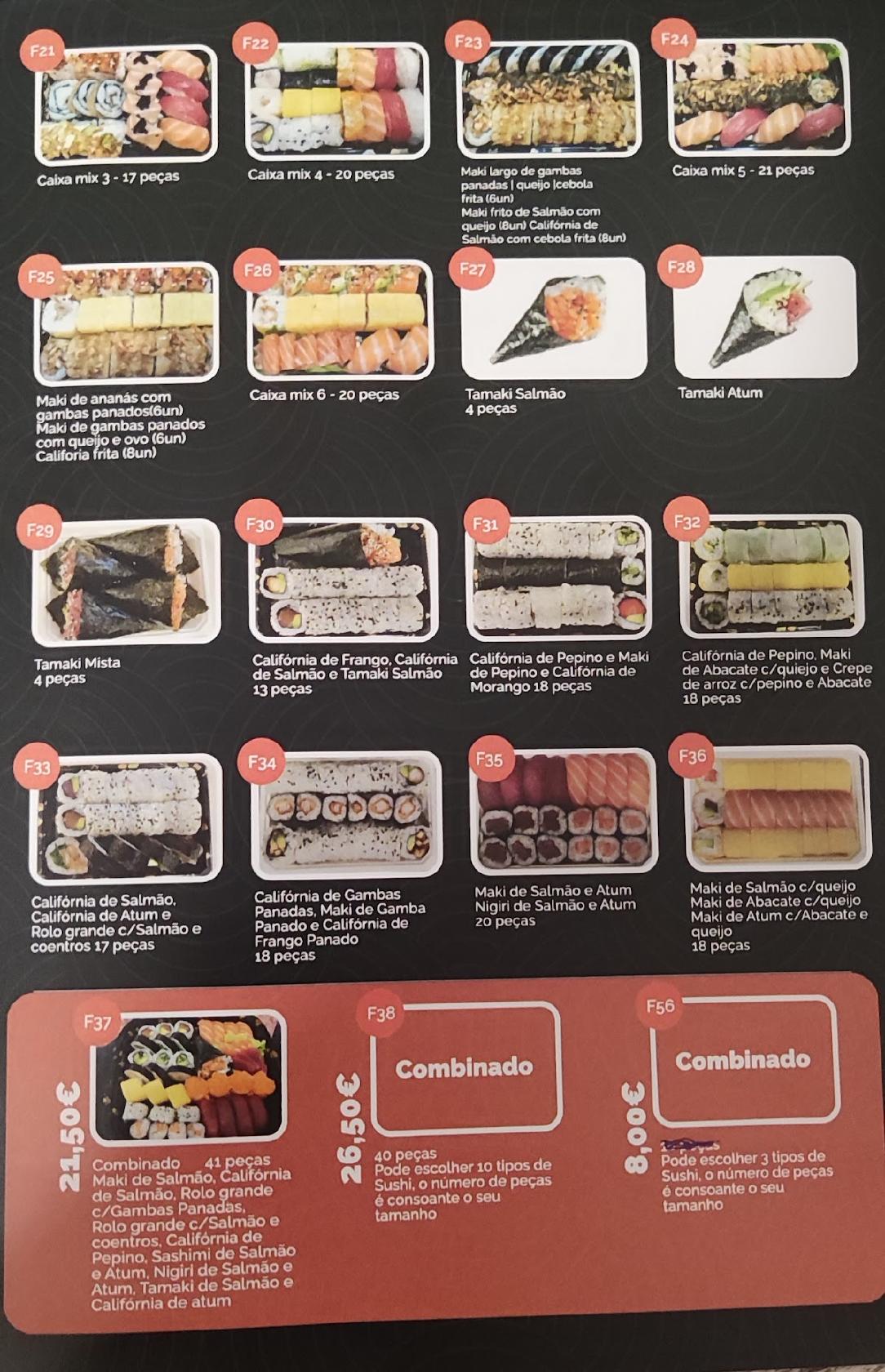 Menu em Restaurante Japonês - Restaurante Tokushima, Leiria